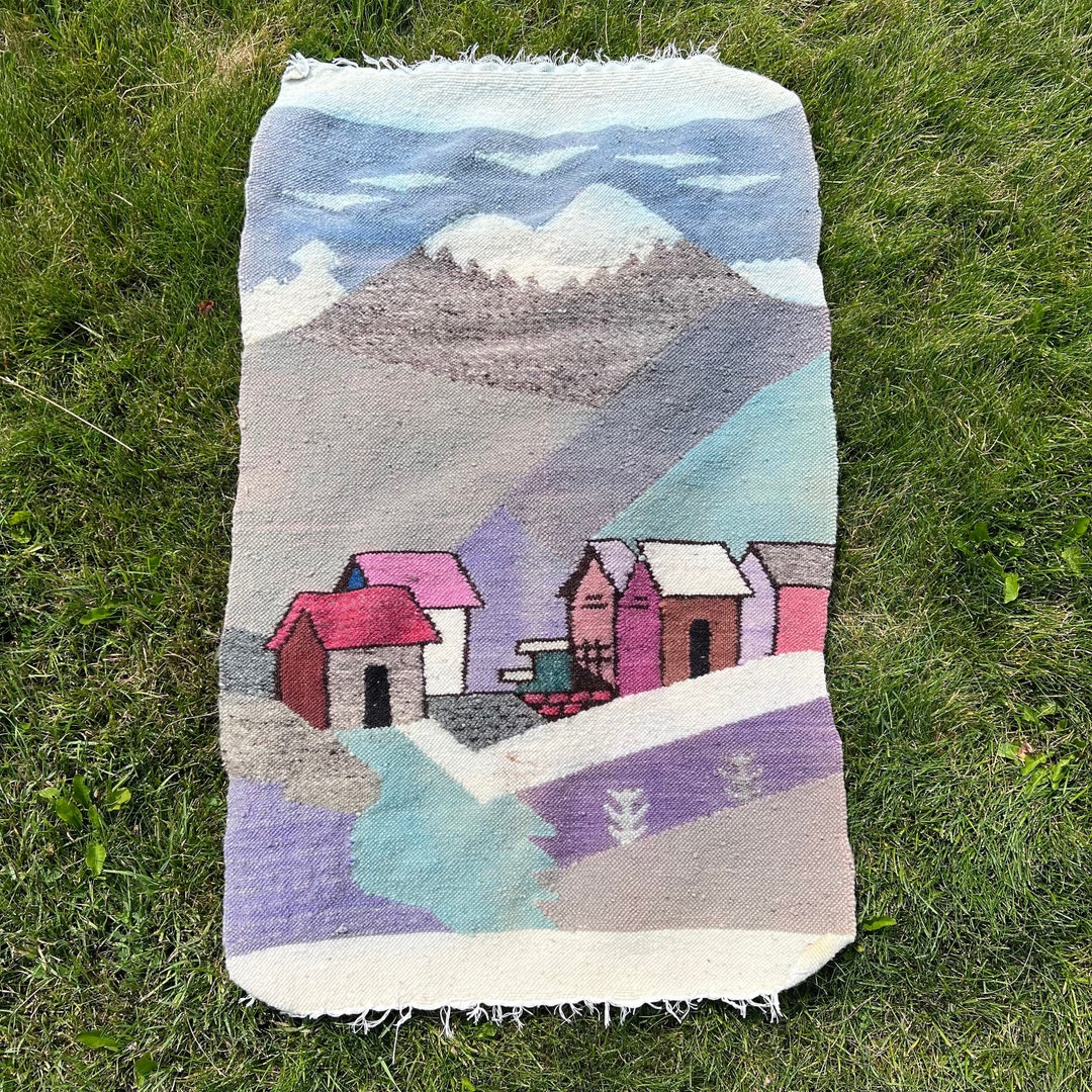 Vintage 36” X 24” Peruvian Woven Wool Wall Hanging, Hand Spun, South ...