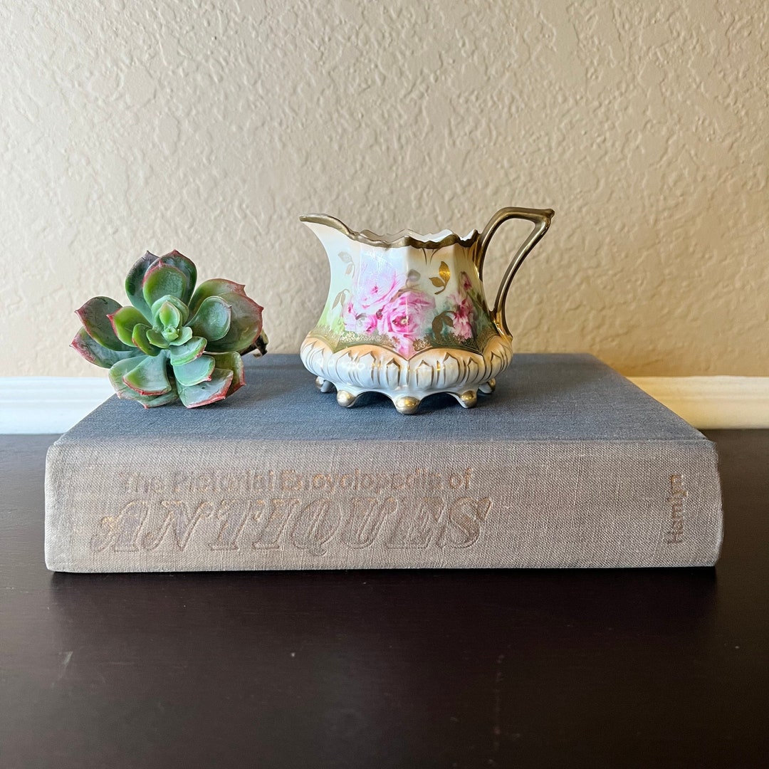 Antique RS Prussia Pink Rose Creamer W Copious Gilt Detailing, Gilt ...