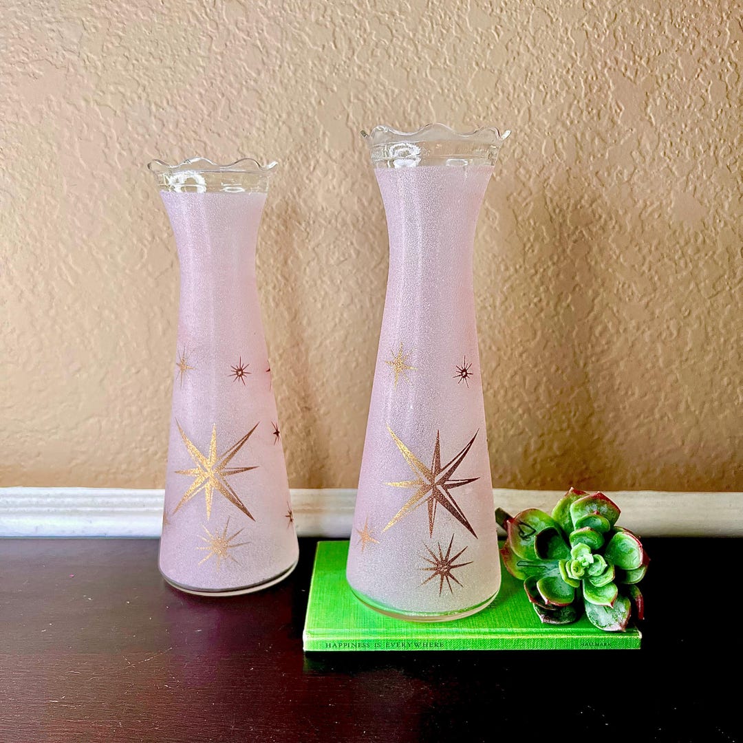 Vintage 1950's MCM Bartlett Collins Glass Vase, Midcentury Atomic, Gold ...