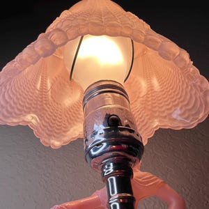 Vintage 1930's Pink Satin Camphor Glass Boudoir Lamp, Dancing Lady, Art ...