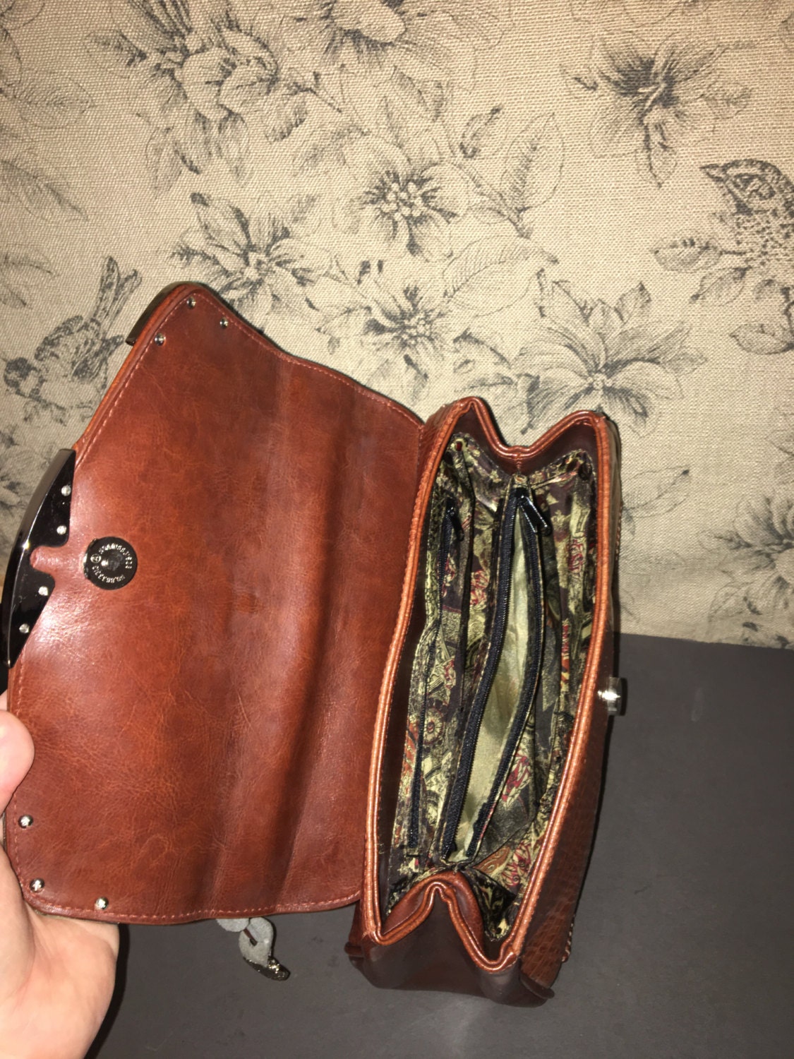 Vintage Leather Box Bag/purse/satchel With Silver Tone Accents by Azmat ...