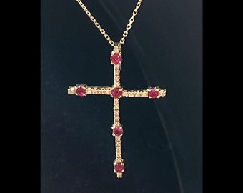 Ruby Gold Cross - Etsy