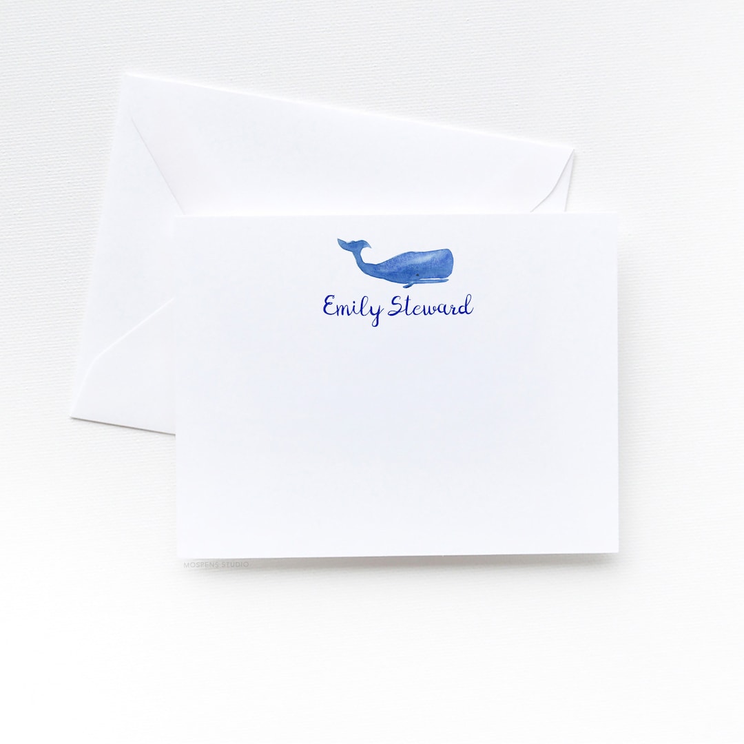 Whale Personalized Note Cards | Personalized Stationery Whale Set of 10 ...
