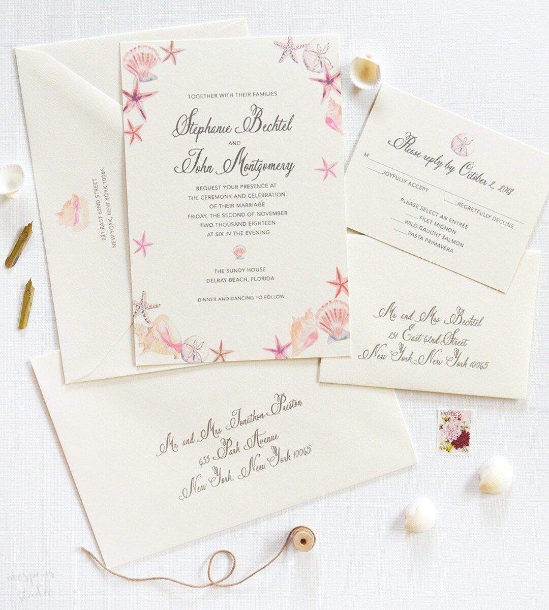 Beach Wedding Invitations - Seashell Wedding Invitation - Seaside ...