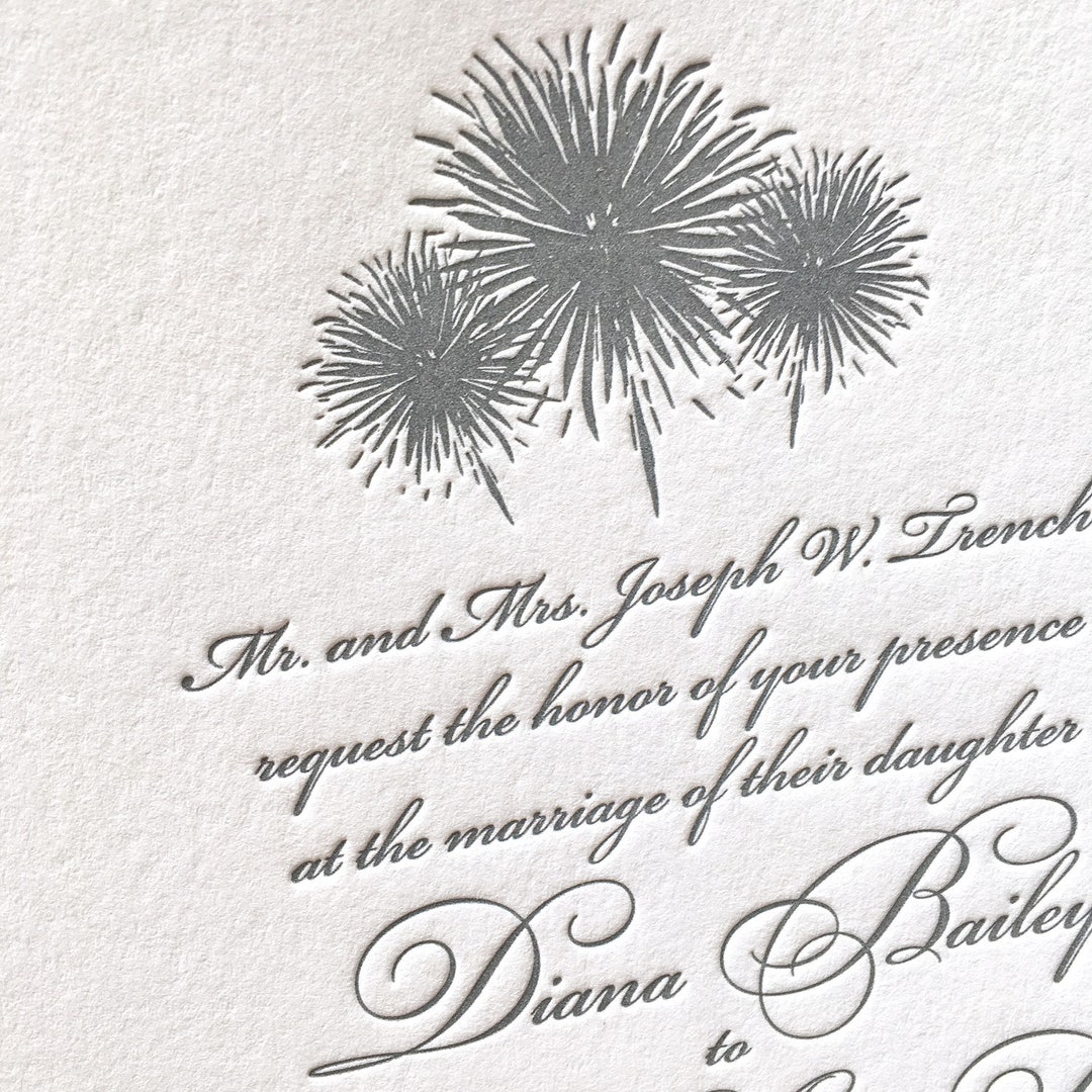 Fireworks Letterpress Wedding Invitations - Sample Pack - Etsy