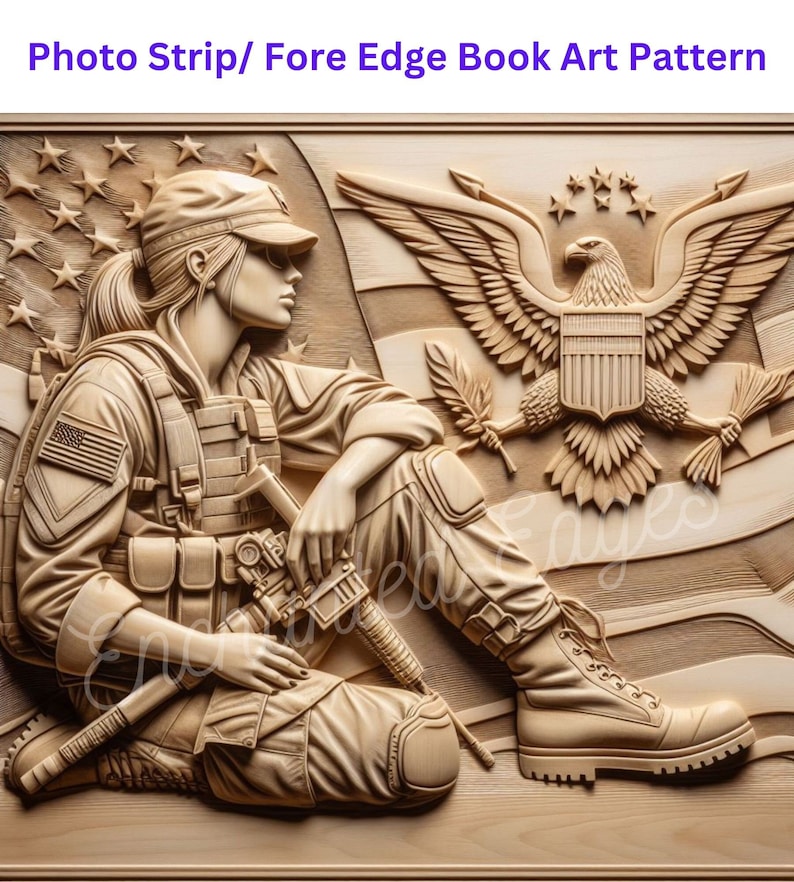 Photo Strip Pattern - Female American Soldier - Ink Saver, Fore-edge ...