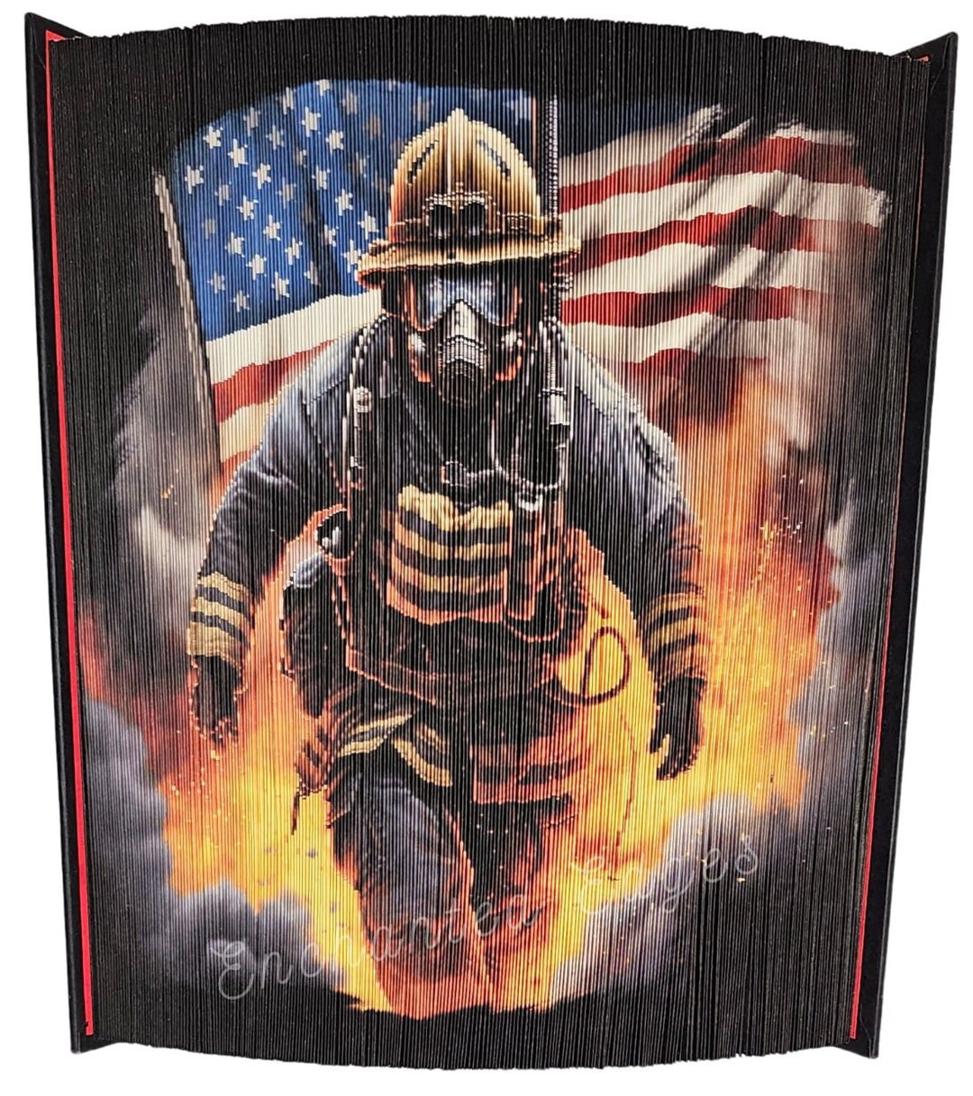 Ink Saver Fore-edge Photo Strip Pattern: Fireman W/ American Flag ...