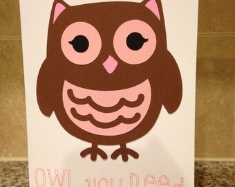 Owl valentine card | Etsy