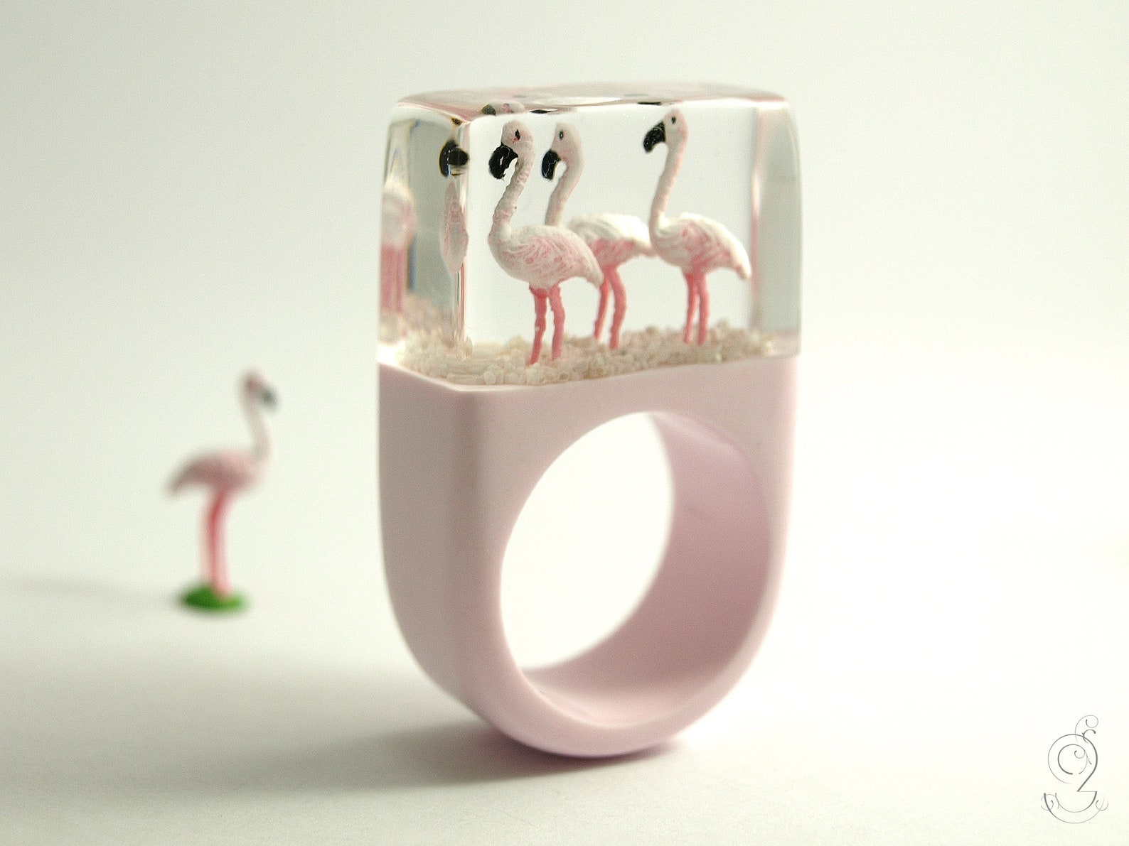 Flamingo Ring pink Swarm With Three Long-legged | Etsy