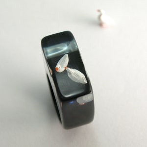 Gaggle of Geese Cute Geese Ring With Two White Mini-geese on a Black ...