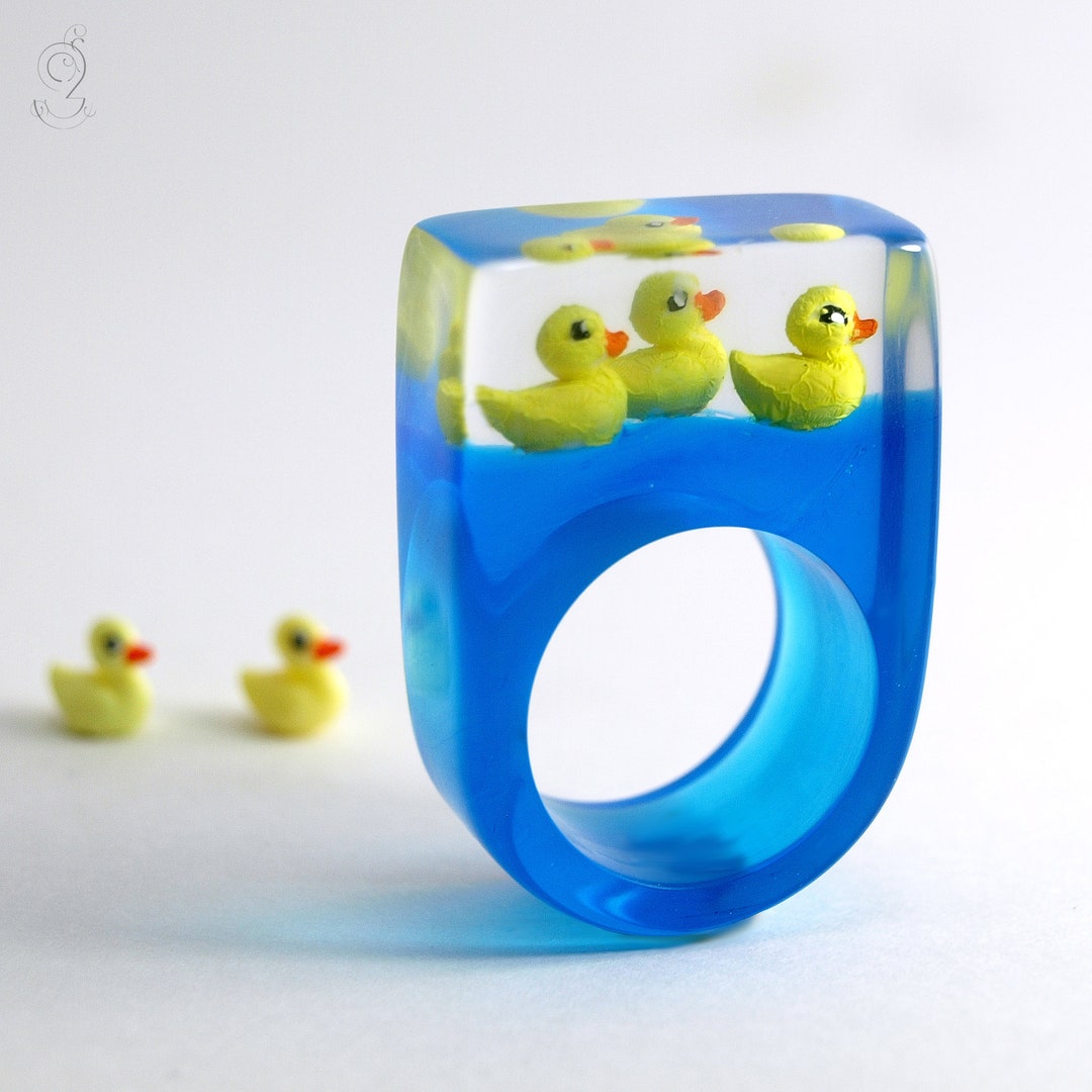 Rubber Duck – Funny Resin Ring With Three Yellow Swimming Rubber Ducks ...
