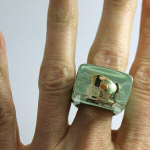 Sewing Machine Handmade Sewing Ring With a Mini Seamstress and Her ...