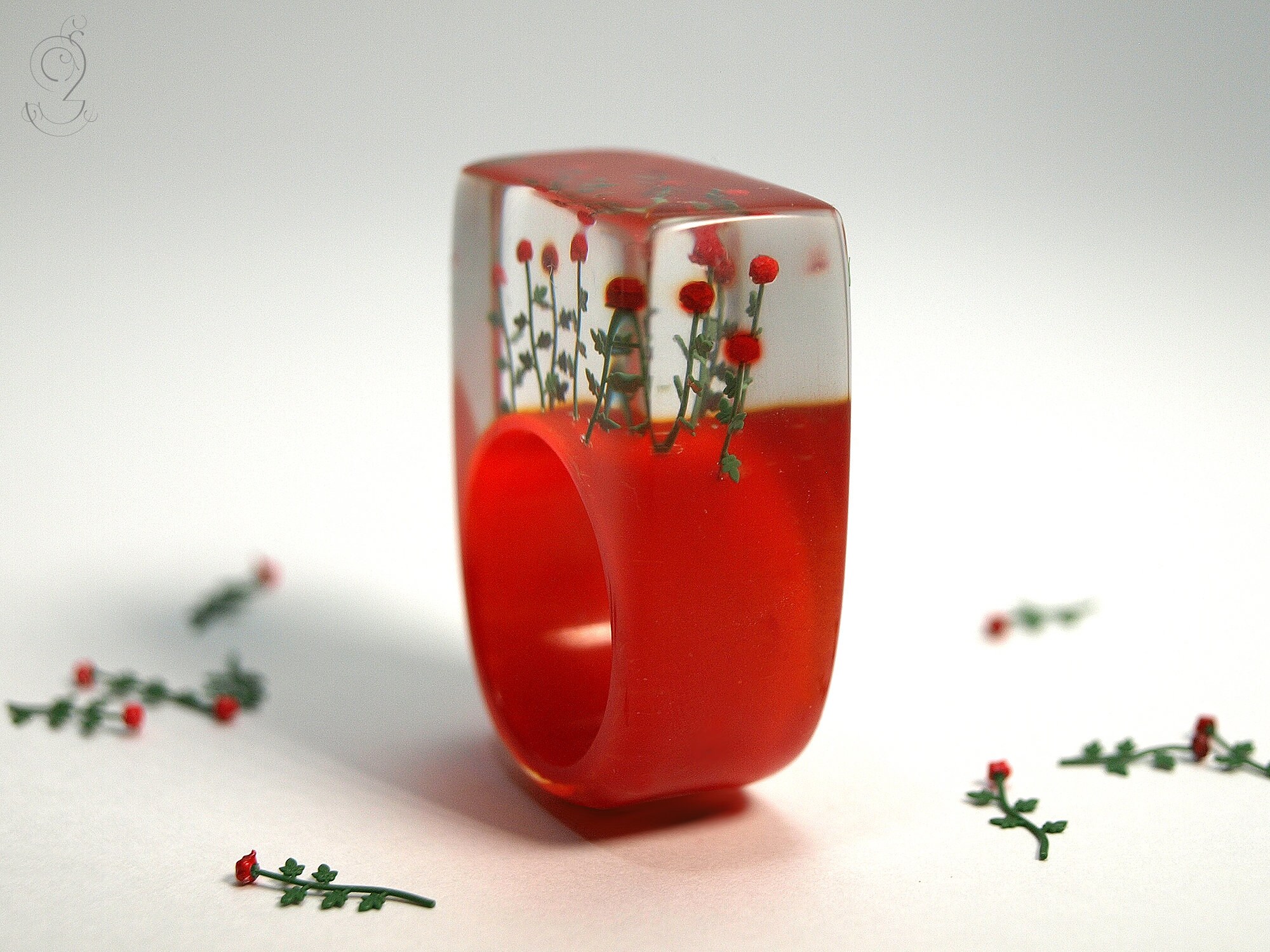 Red roses romantic flower ring with red mini-roses on a | Etsy