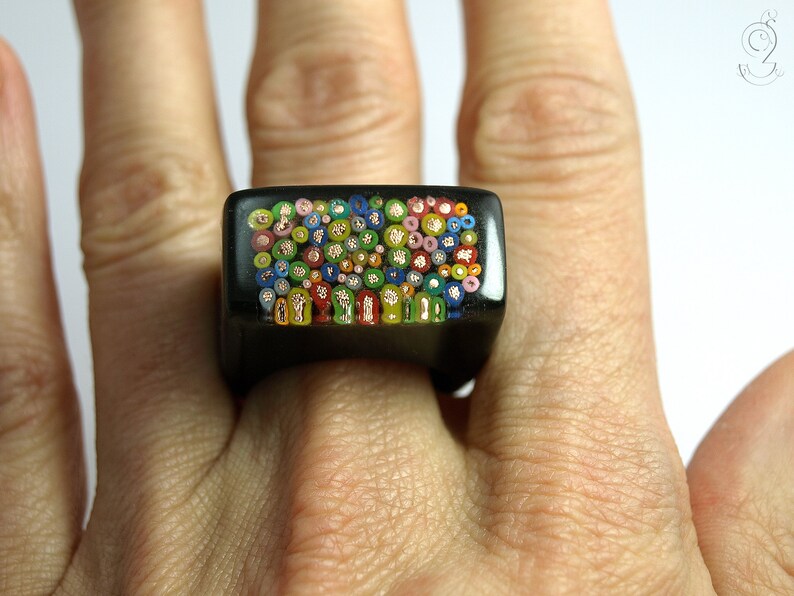 Cable Spaghetti Abstract Resin Ring With Cutted Colorful - Etsy