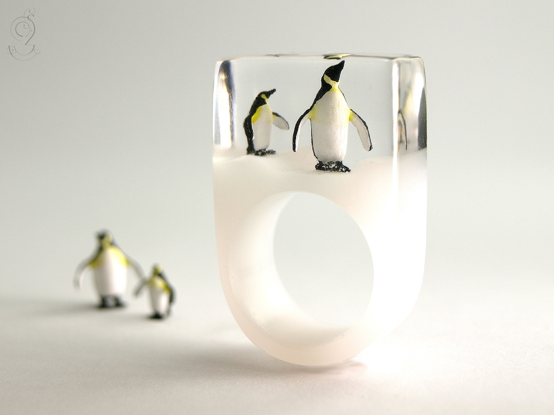 Penguin Ring Polar King Frosty Ring With Two Majestic King Penguins on ...