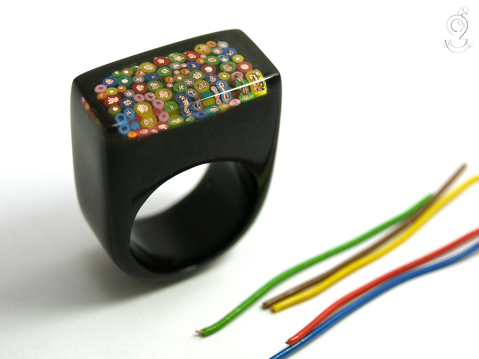 Cable Spaghetti Abstract Resin Ring With Cutted Colorful - Etsy