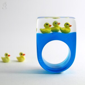 Rubber Duck – Funny Resin Ring With Three Yellow Swimming Rubber Ducks ...