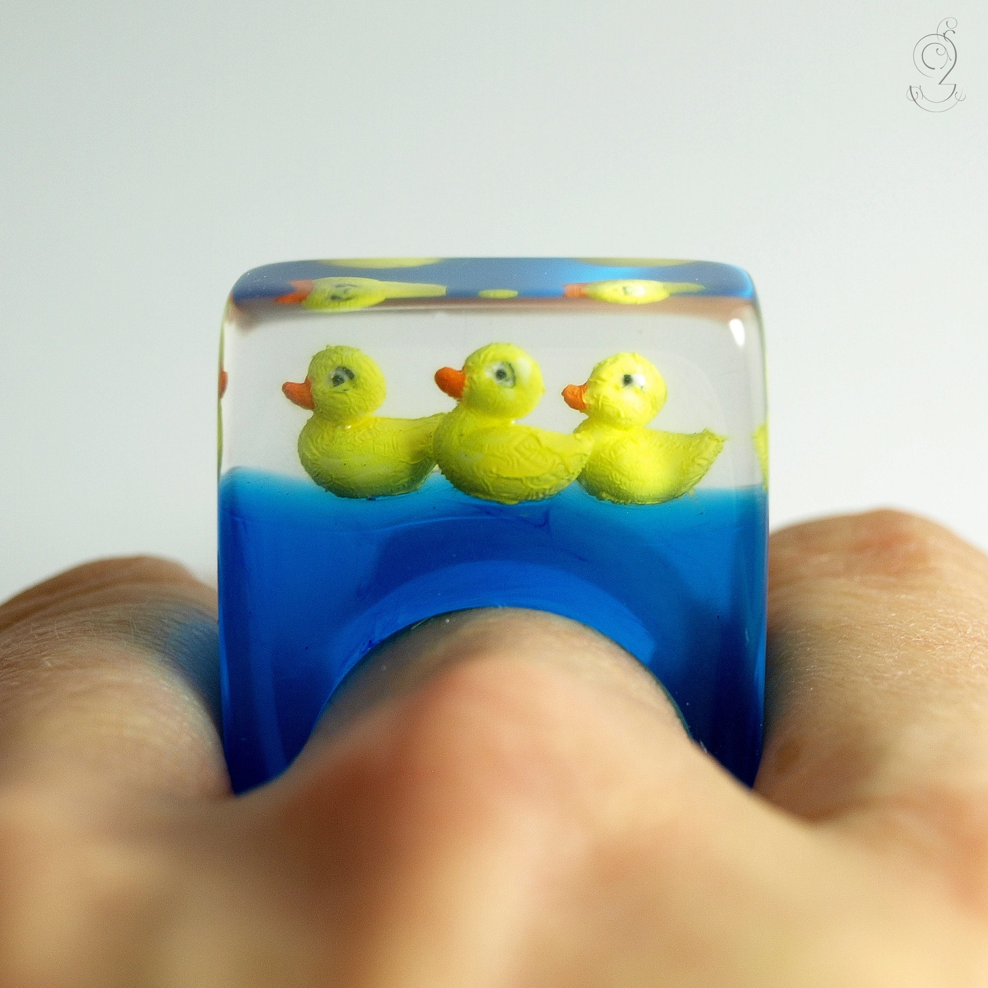 Rubber Duck – Funny Resin Ring With Three Yellow Swimming Rubber Ducks ...