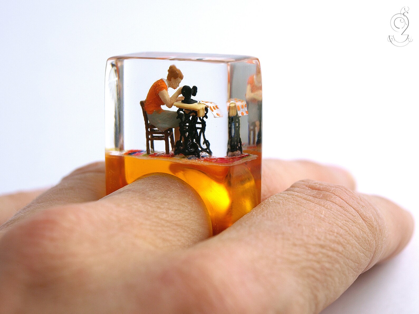 Sewing Machine Handmade Sewing Ring With a Mini Seamstress - Etsy