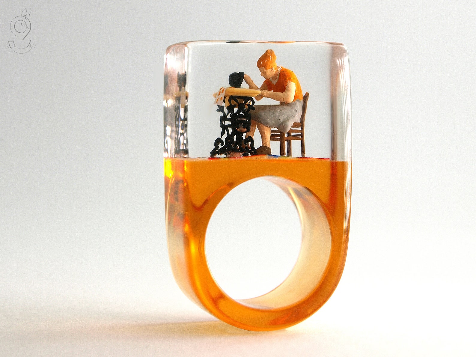 Sewing Machine Handmade Sewing Ring With a Mini Seamstress - Etsy