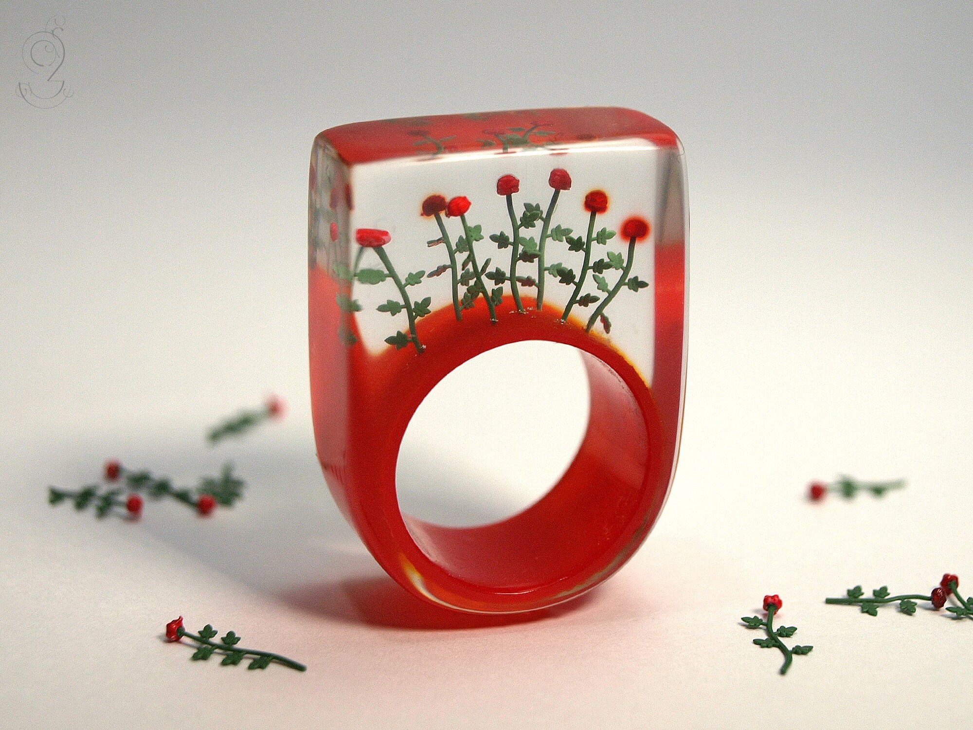 Red roses romantic flower ring with red mini-roses on a | Etsy