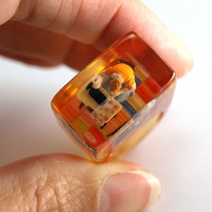 Sewing Machine Handmade Sewing Ring With a Mini Seamstress and Her ...