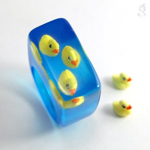 Rubber Duck – Funny Resin Ring With Three Yellow Swimming Rubber Ducks ...