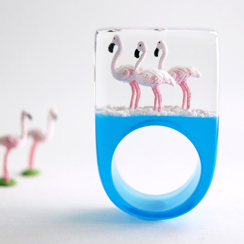 Flamingo Ring pink Swarm With Three Long-legged | Etsy