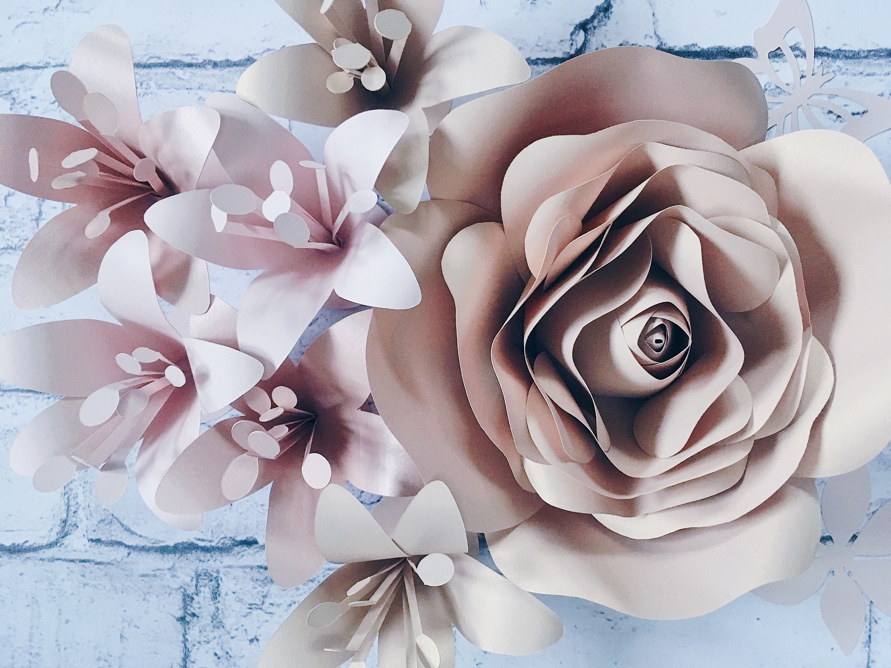3D PAPER FLOWERS WALL Decor, Roses Wall Art, Floral Nursery Decor, Rose ...