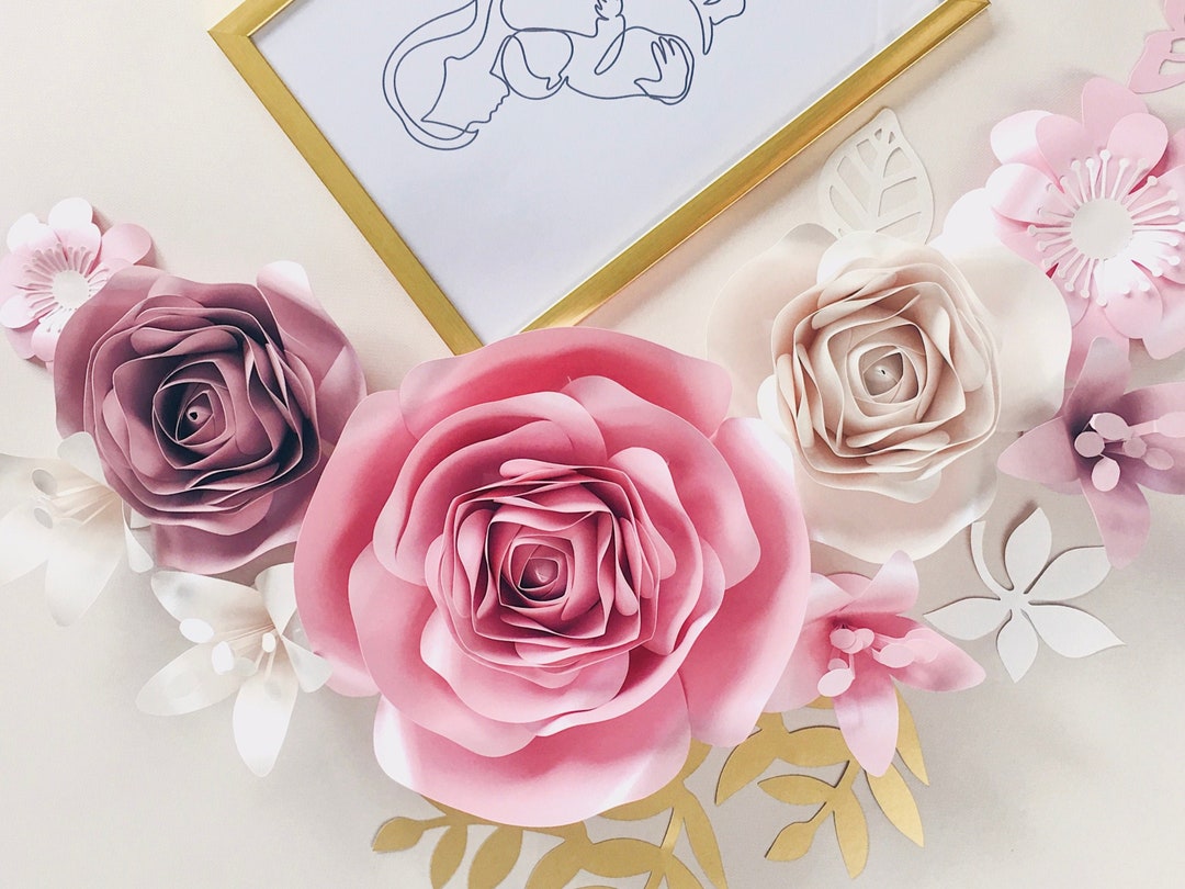 GIANT PAPER FLOWERS Wall Decor, 3d Paper Roses Wall Art, Floral Nursery ...