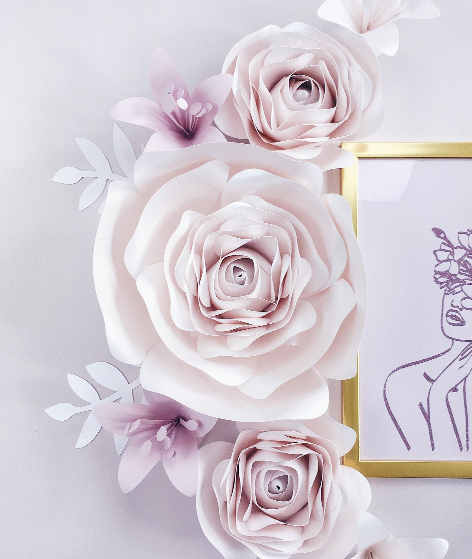 GIANT PAPER FLOWERS Wall Decor, 3d Paper Roses Wall Art, Floral Nursery ...