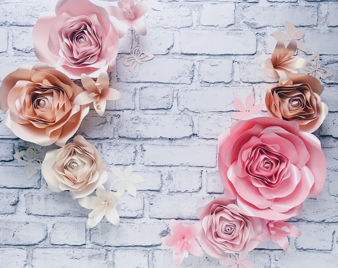 3D PAPER FLOWERS WALL Decor, Roses Wall Art, Floral Nursery Decor ...