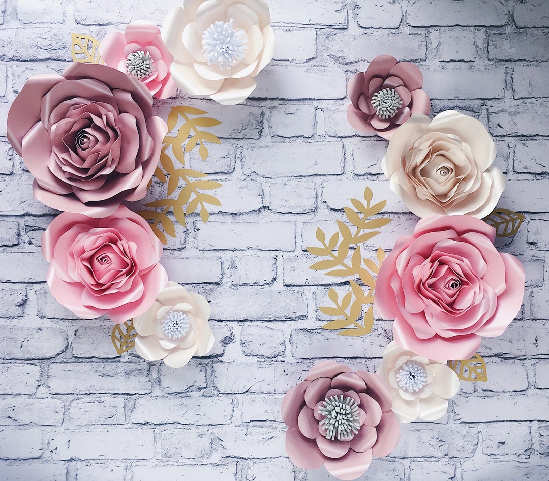 PAPER FLOWER WALL Decor, Blush Nursery Decor, 3d Paper Roses Backdrop ...