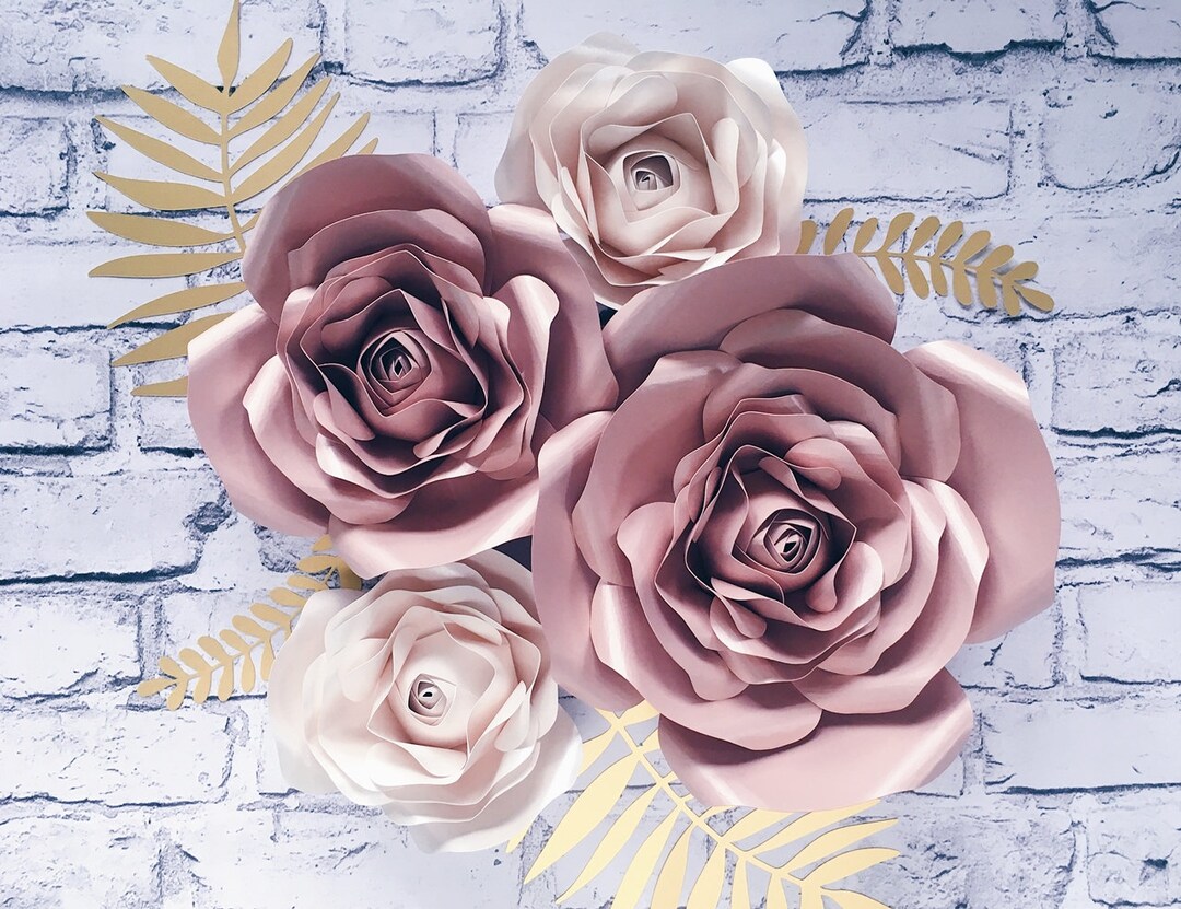 ROSE GOLD Paper FLOWERS Wall Decor, Unique Roses Wall Art, Floral ...