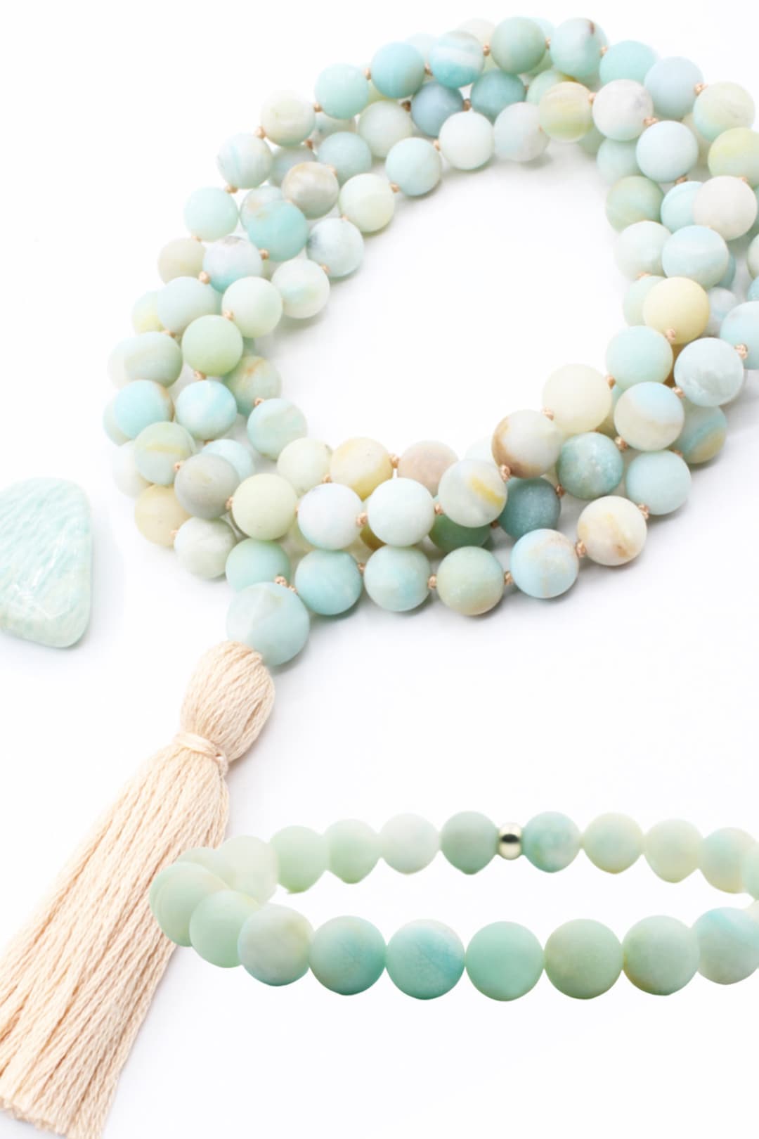 Amazonite Gift Set, Mala Necklace and Mala Bracelet, Amazonite Mala ...