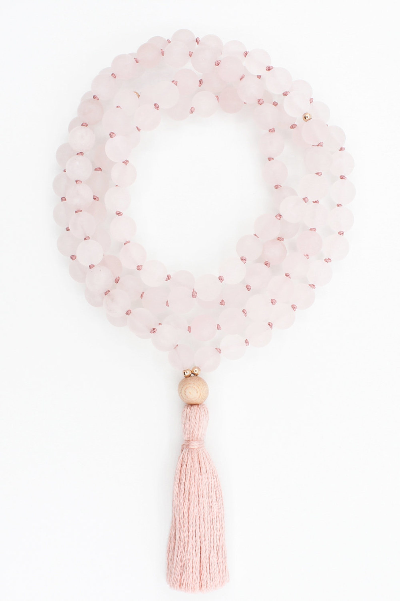 Rose Quartz Mala Necklace - LOVE - Handknotted 108 Mala Necklace ...