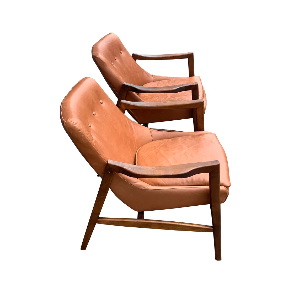 Leather Mid Century Modern Lounge Chairs in the Style of Ib Kofod ...