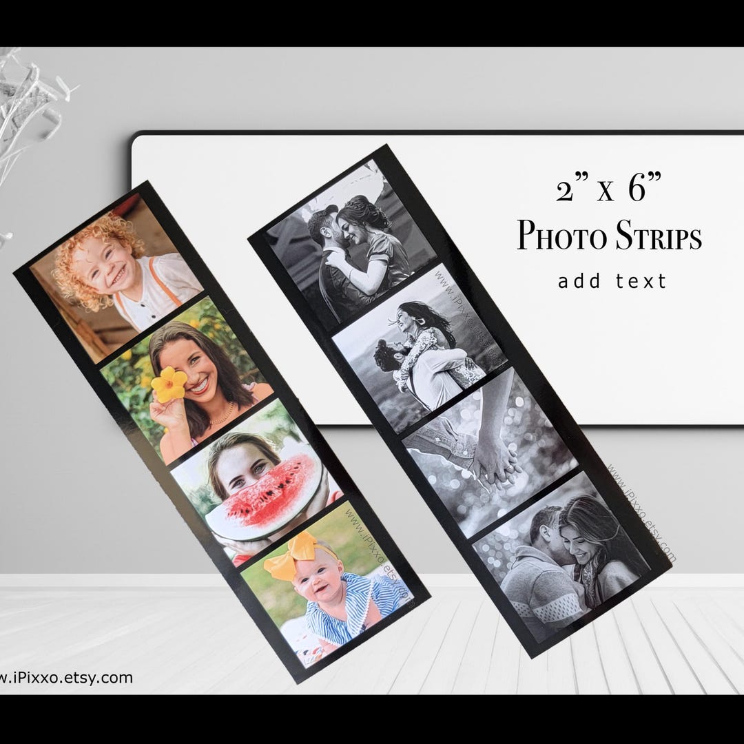 Personalized Custom Color Photo Booth Strip Prints, in Black, White or ...