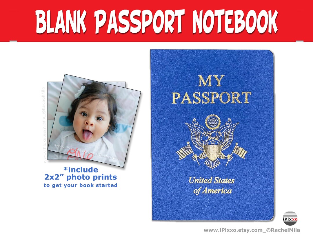Blank Passport Travel Journal, Include a REAL 2x2" Passport Style Print ...