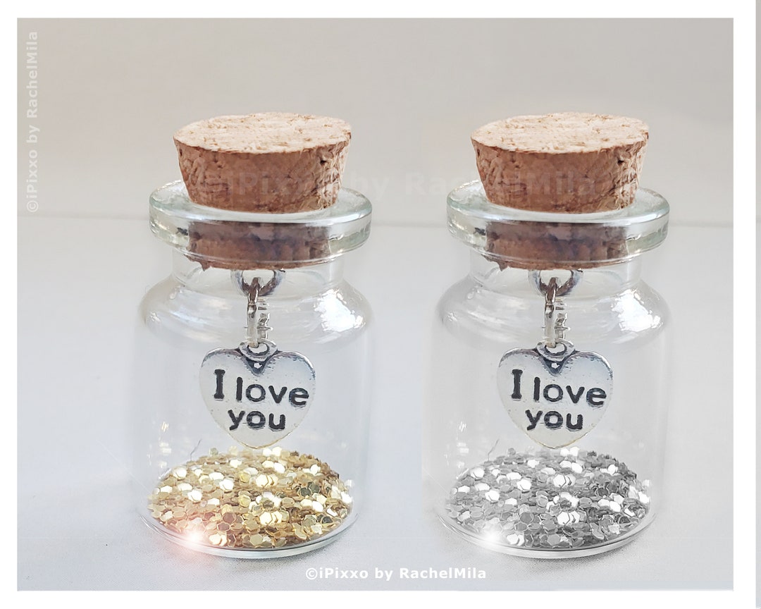 I Love You Message in a Mini Glass Bottle With Heart Charm - Etsy