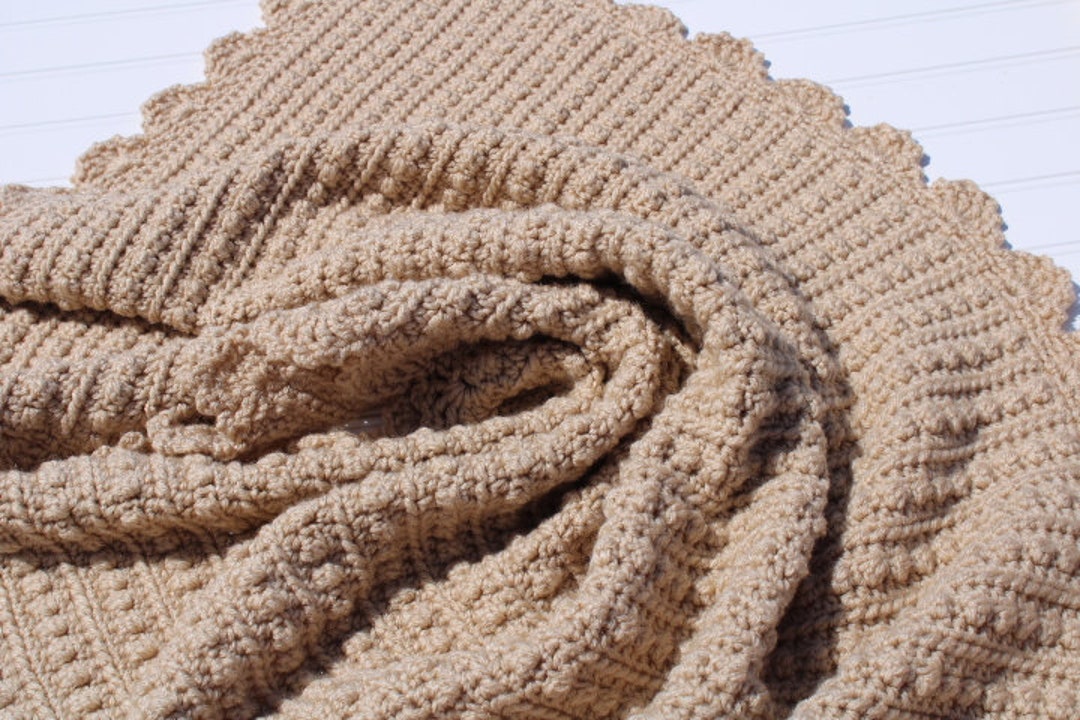 Beige Berry's Baby Blanket, Christening Blanket, Crochet Baby Blanket ...