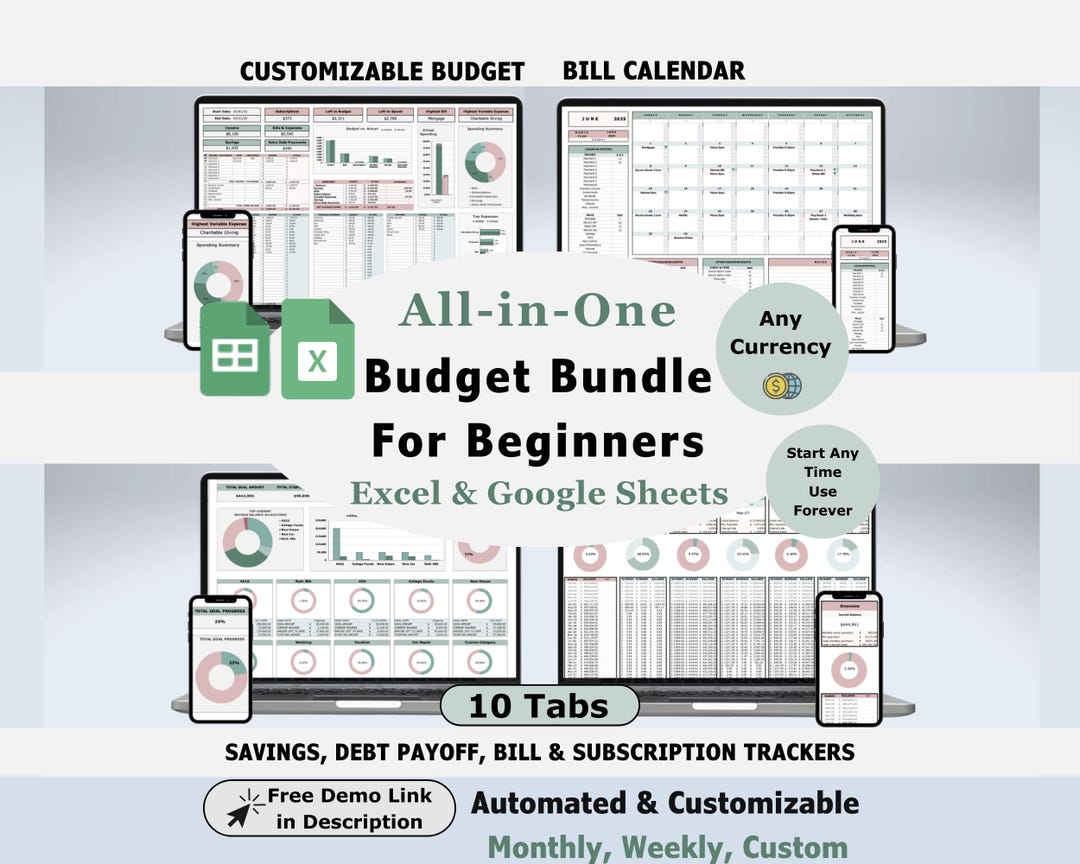 Simple Budget Spreadsheet Bundle Excel Budget Template Google Sheets ...