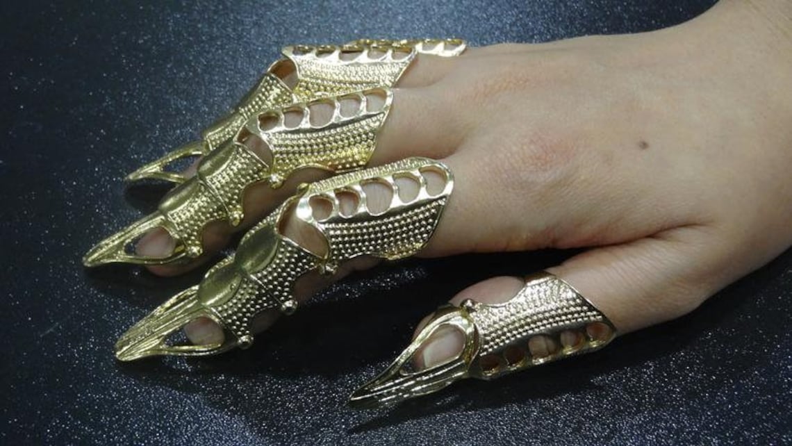 Gold Armour Claws Set of 5 or 10 Gold Claw Rings Claws - Etsy