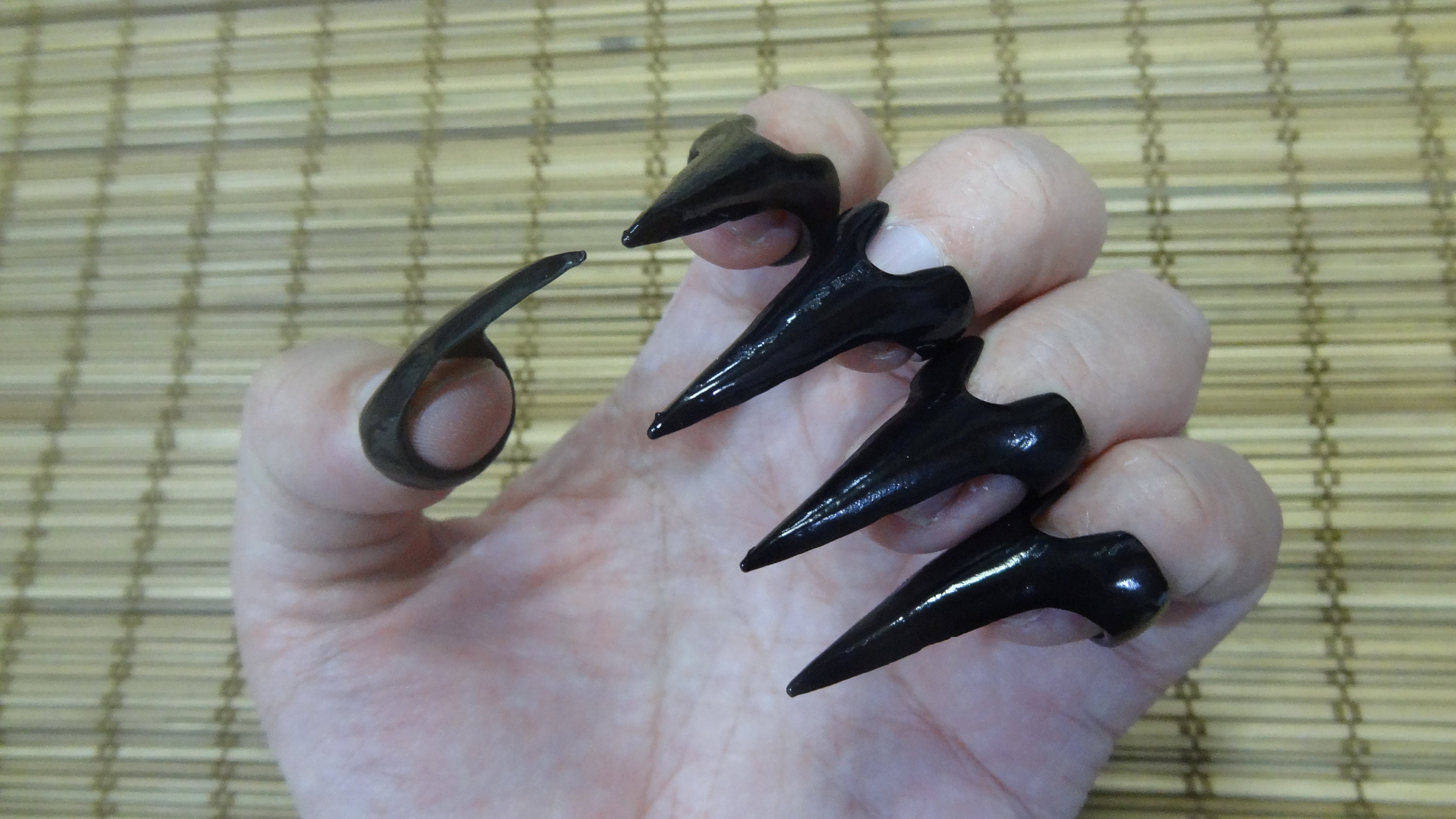 Non-adjustable Black Cat Claws Set of 5 or 10 Black Claw Rings, Claws ...