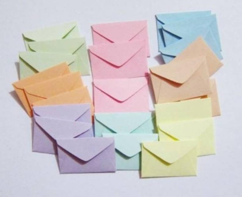 Miniature Envelopes (50) 1" X 1-1/2" Very TINY Color Envelopes, SMALL ...