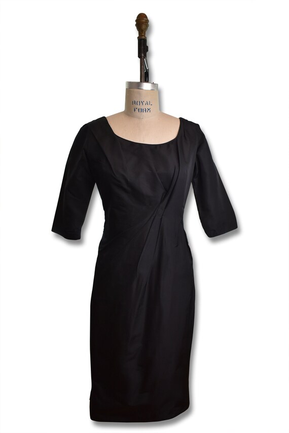 1950s 1960s Ceil Chapman vintage designer silk black … - Gem