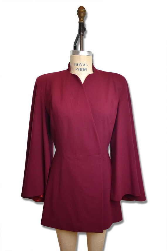 1940s Lilli Ann black label kimono sleeve wool crepe … - Gem