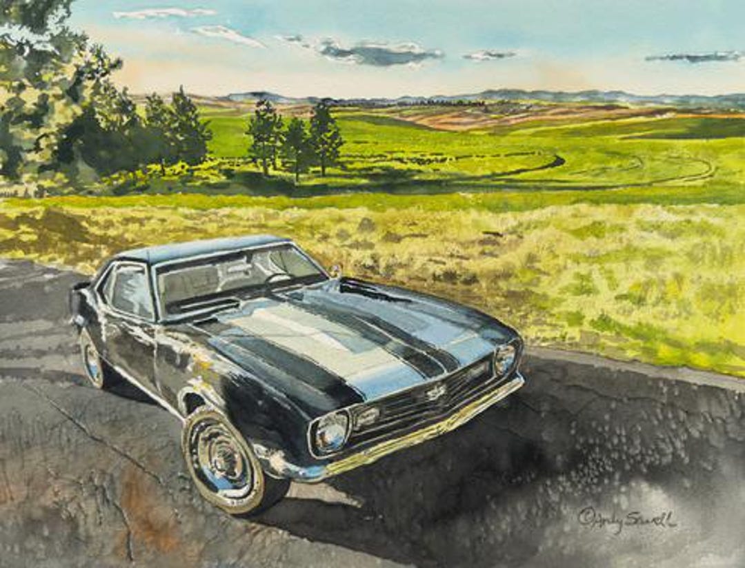 1968 Camaro, "country Camaro", Black Camaro, 11"x15" Giclee Prints From ...