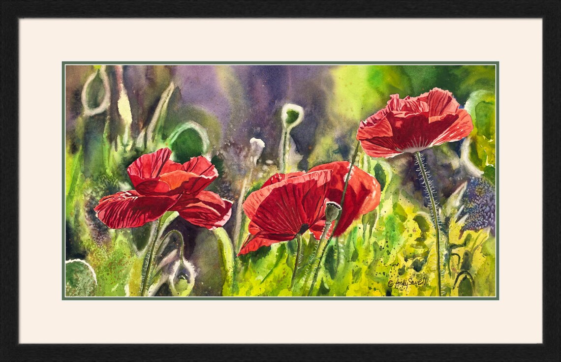 Red Poppy Art Print, Red Poppy Watercolor, Poppy Wall Art, Red Poppies ...