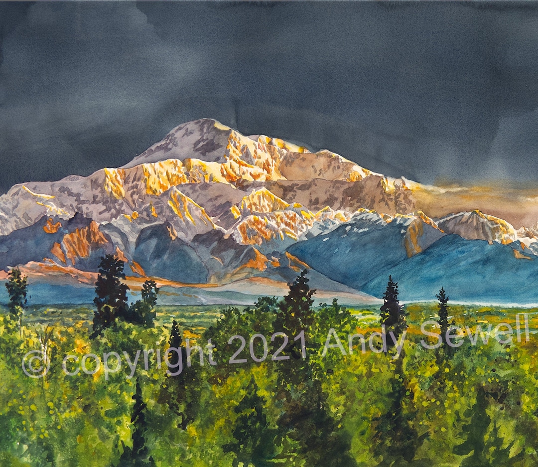 Denali Art Print: Signed Watercolor Giclee Print by Andy Sewell - Etsy